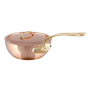 Mauviel M'200 B Copper Splayed Curved Sautepan With Brass Handle, 2.1 ...