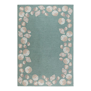 Capri Seashell Border Indoor/Outdoor Rug, 5'x7'6" - Beach Style ...