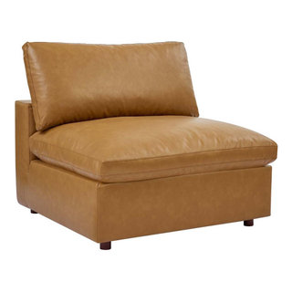 Commix Down Filled Overstuffed Vegan Leather Armless Chair ...