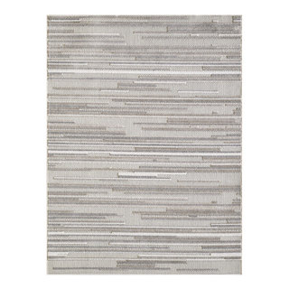 8' X 10' Gray Abstract Stain Resistant Indoor Outdoor Area Rug ...