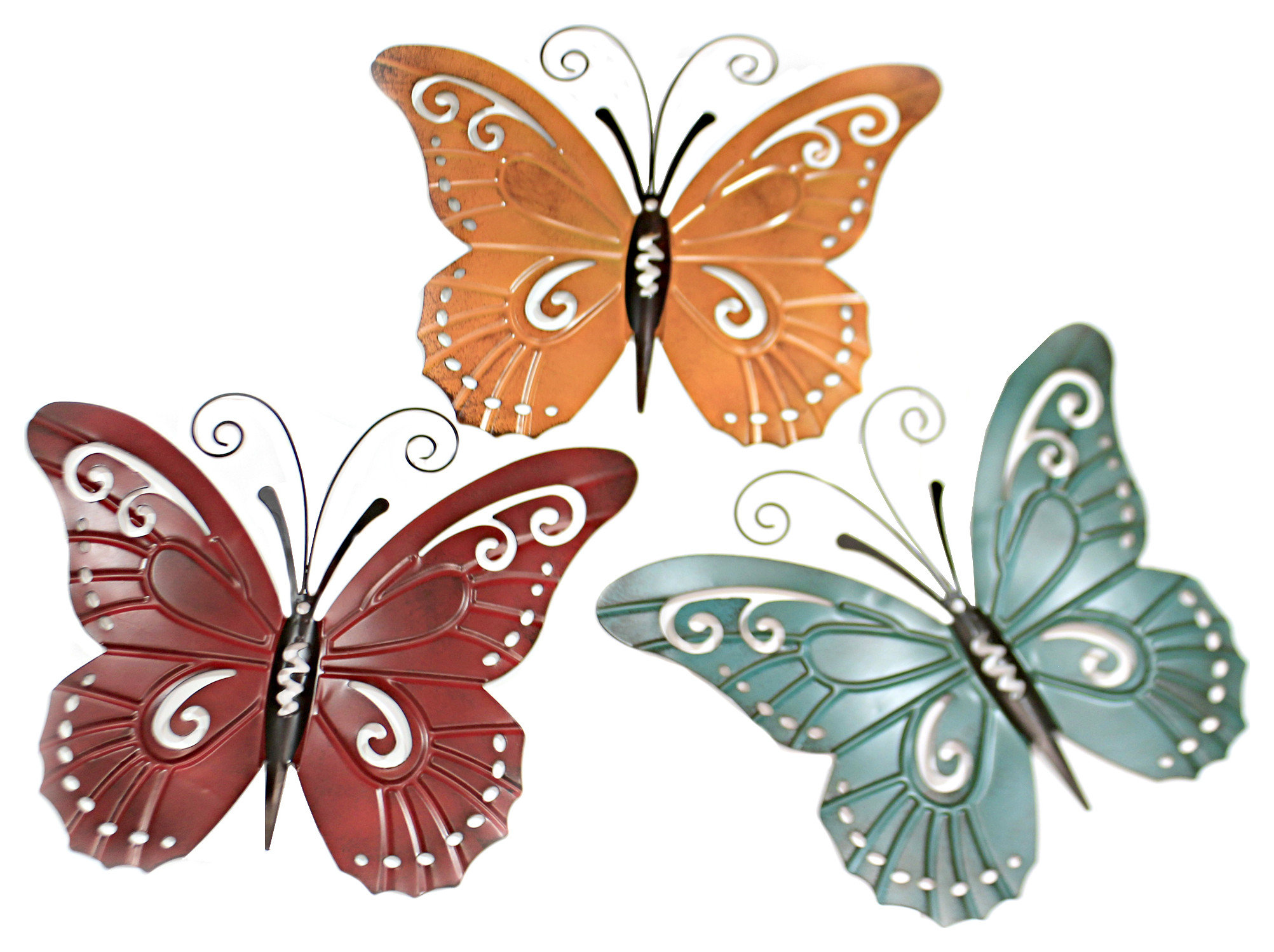 Home and Garden Painted Butterfly St/3 Wall Decor Set of Three Er47583 ...