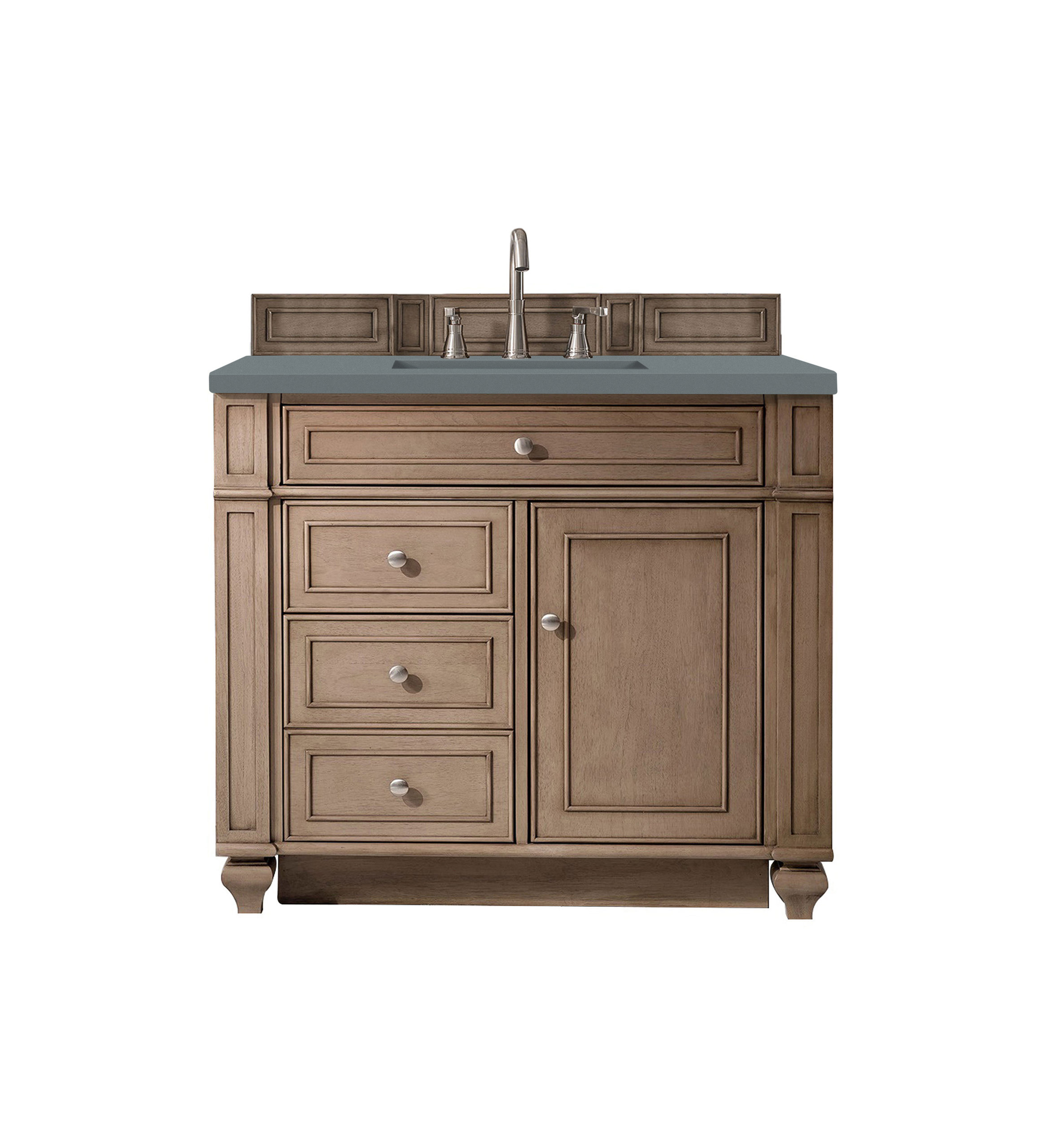 Bristol 36" Single Vanity, Whitewashed Walnut, W/ 3 Cm Cala Blue Quartz ...