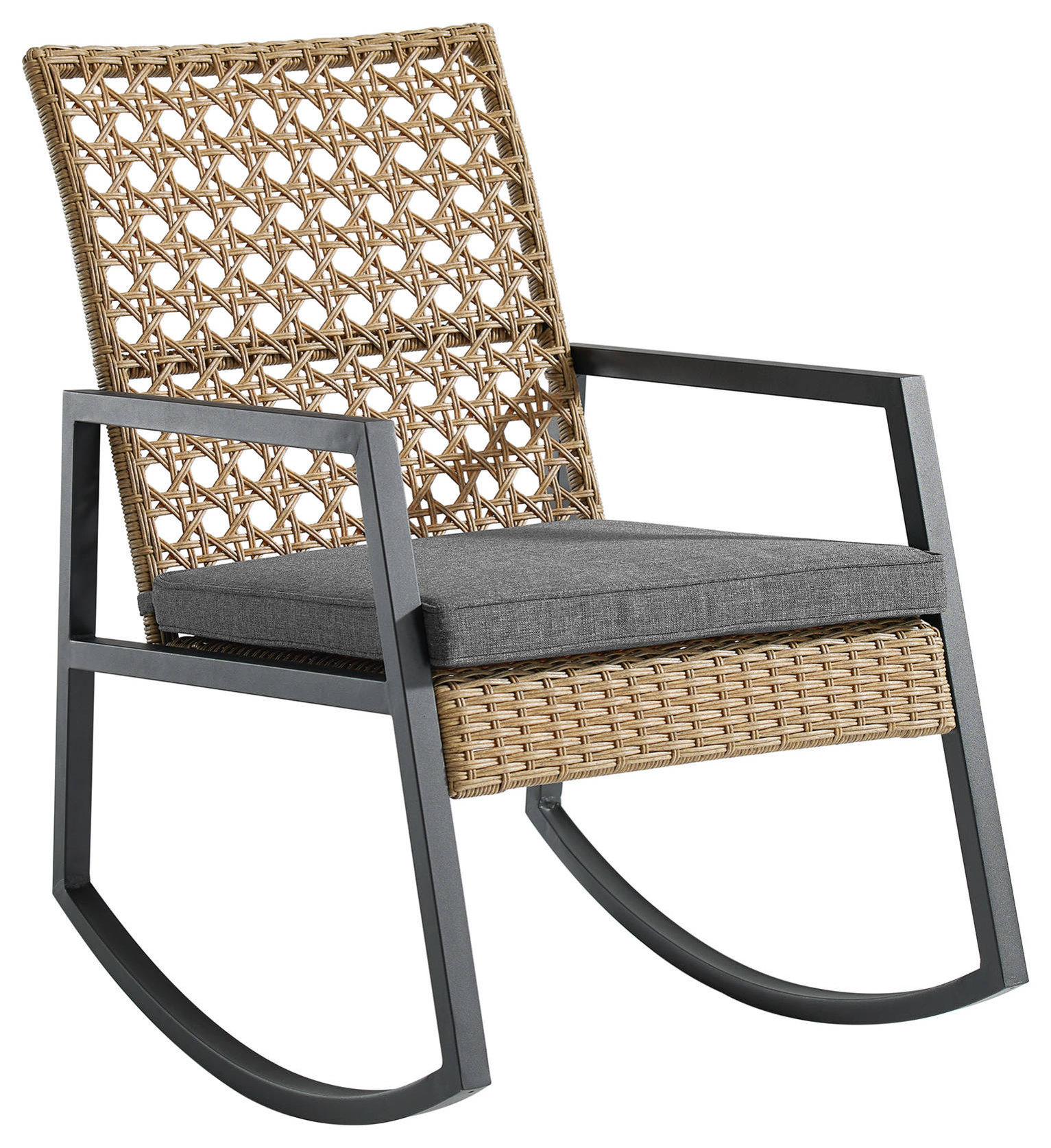 Modern Outdoor Patio Rattan Rocking Chair - Tropical - Outdoor Rocking ...
