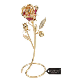 Matashi 24K Gold Plated Double Rose Crystal Studded Loving Flower ...