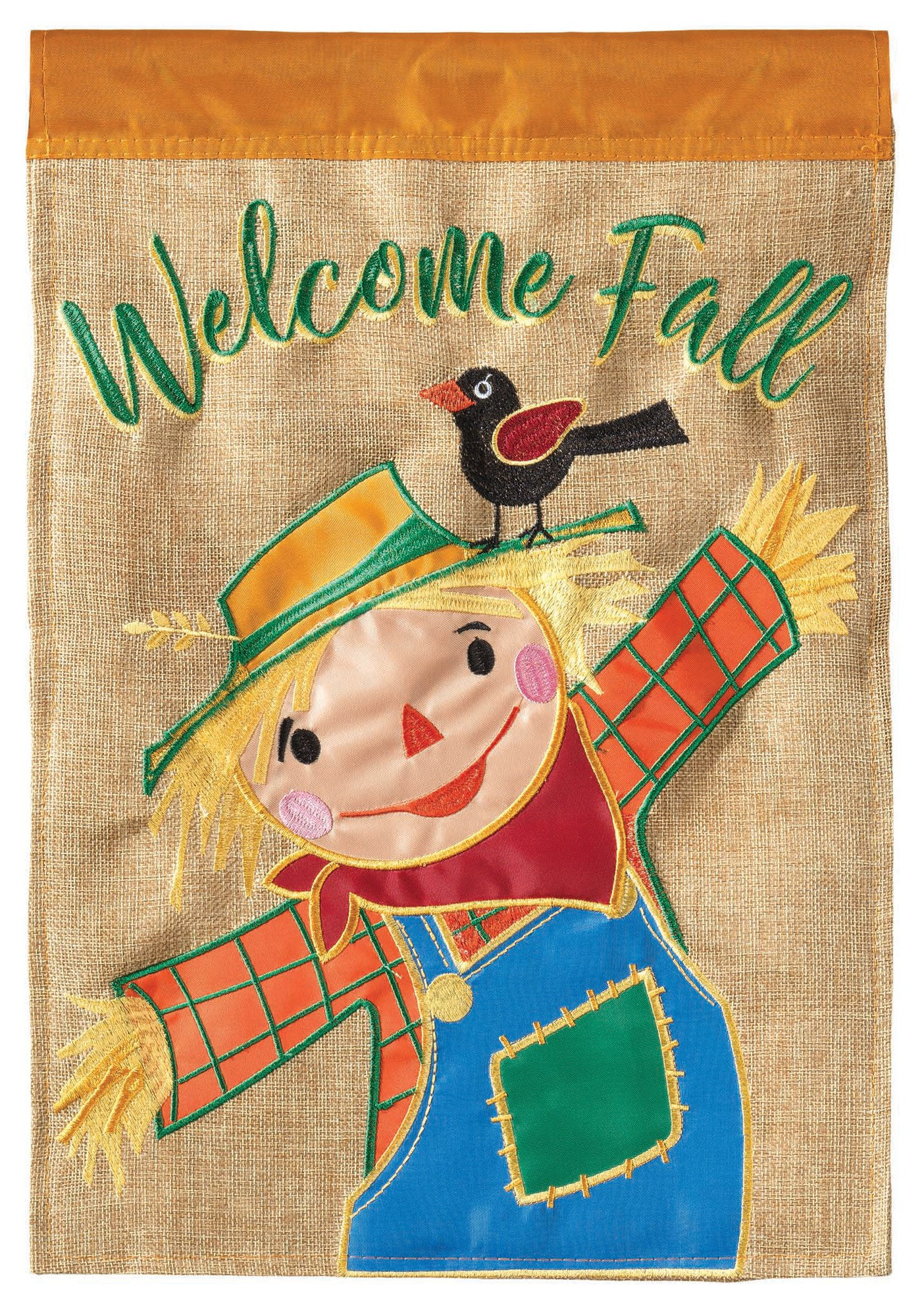 Outdoor Flag Double Applique Welcome Fall Scarecrow Blp Garden - Flags ...