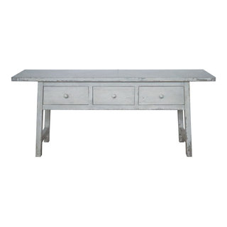 Reclaimed Wood Console Table, Drawers, Distressed White - Farmhouse ...