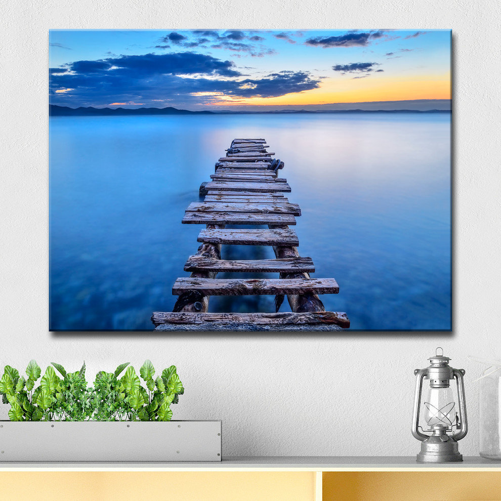 Ready2HangArt 'Pier' Wrapped Canvas Wall Decor, 20"x16" - Beach Style ...