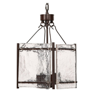 Elegant Textured Glass Slab Panel Square Pendant Light Classic Bronze ...