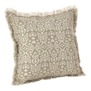 Floral Motif Throw Pillow With Down Filling, 20" - Traditional ...