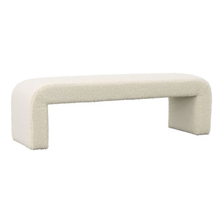 Kilburn Faux Sheepskin Bench, Cream - Transitional - Upholstered ...