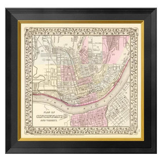 "Cincinnati, Ohio, 1880" by Samuel Augustus Mitchell, 20x20", 20"x1.5 ...