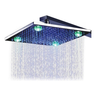 10" Chrome Solid Brass Square LED Shower Head - Contemporary ...