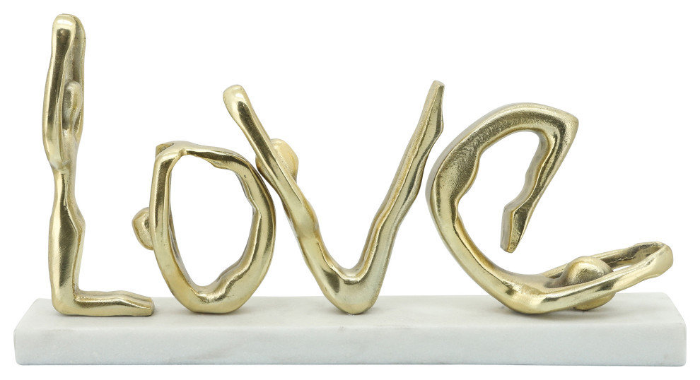 Metal 18" Love Marble Base Accent, Gold - Contemporary - Decorative ...