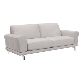 Natural Greige Modern Leather Sofa in Dove Gray/Brushed Silver ...