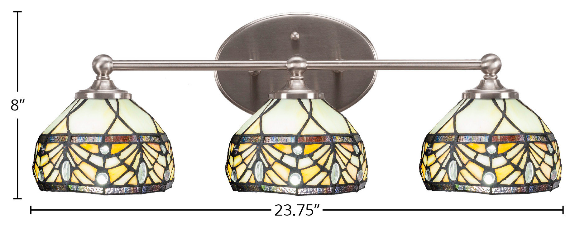 Capri 3-Light Bath Bar, Brushed Nickel/Royal Merlot Art - Victorian ...