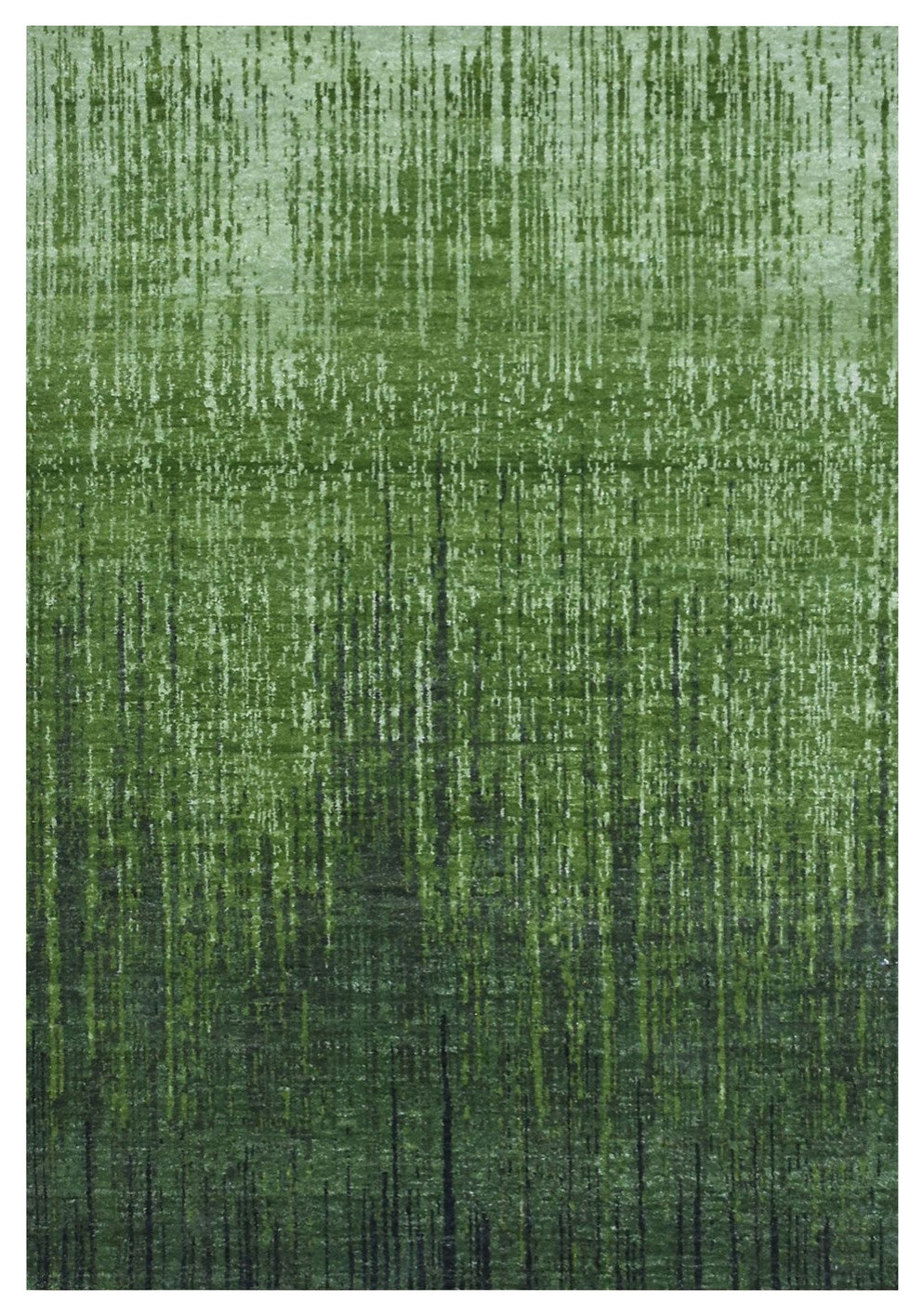Green Organic Wool Vertical Ombre Design Zero Pile Hand Knotted Rug, 4 ...
