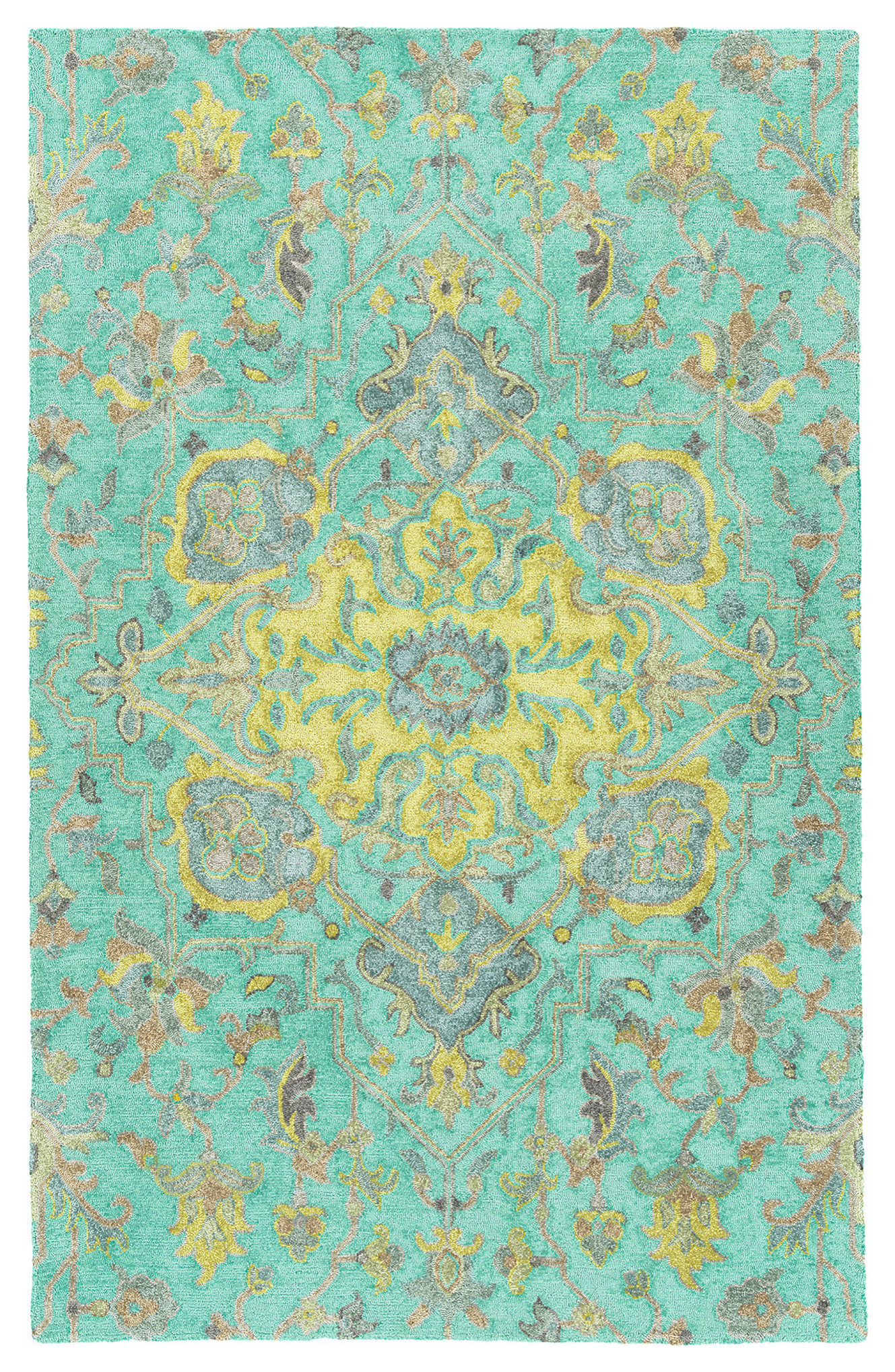 Kaleen Zocalo Collection Bright Mint Area Rug 9'x12' - Mediterranean ...