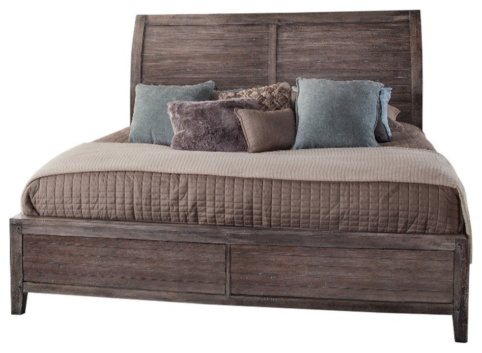 American Woodcrafters Aurora Weathered Gray Wood King Sleigh Bed ...