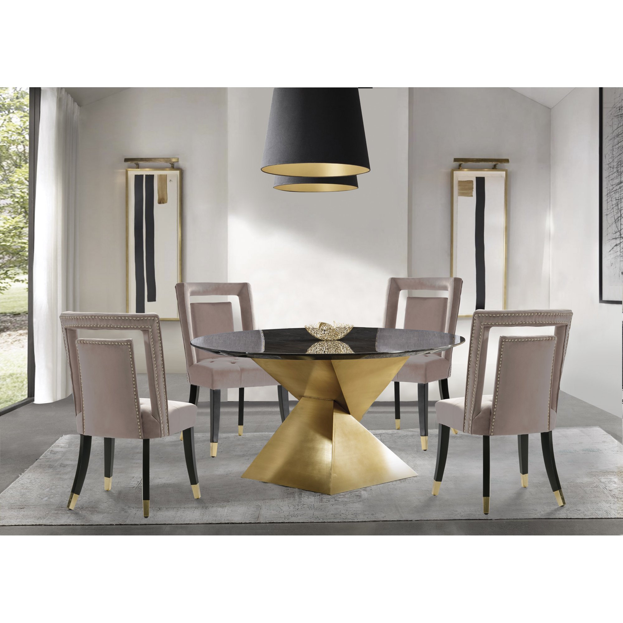 Set of 2 Dining Chair, Deep Tufted Seat With Unique Open Panel Backrest ...