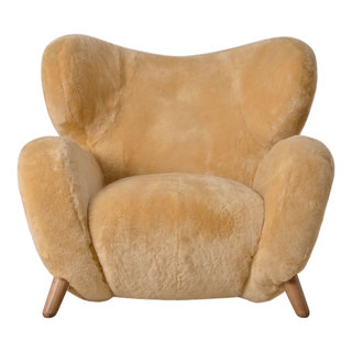 Sheepskin Modern Lounge Chair, Andrew Martin Manx - Midcentury ...