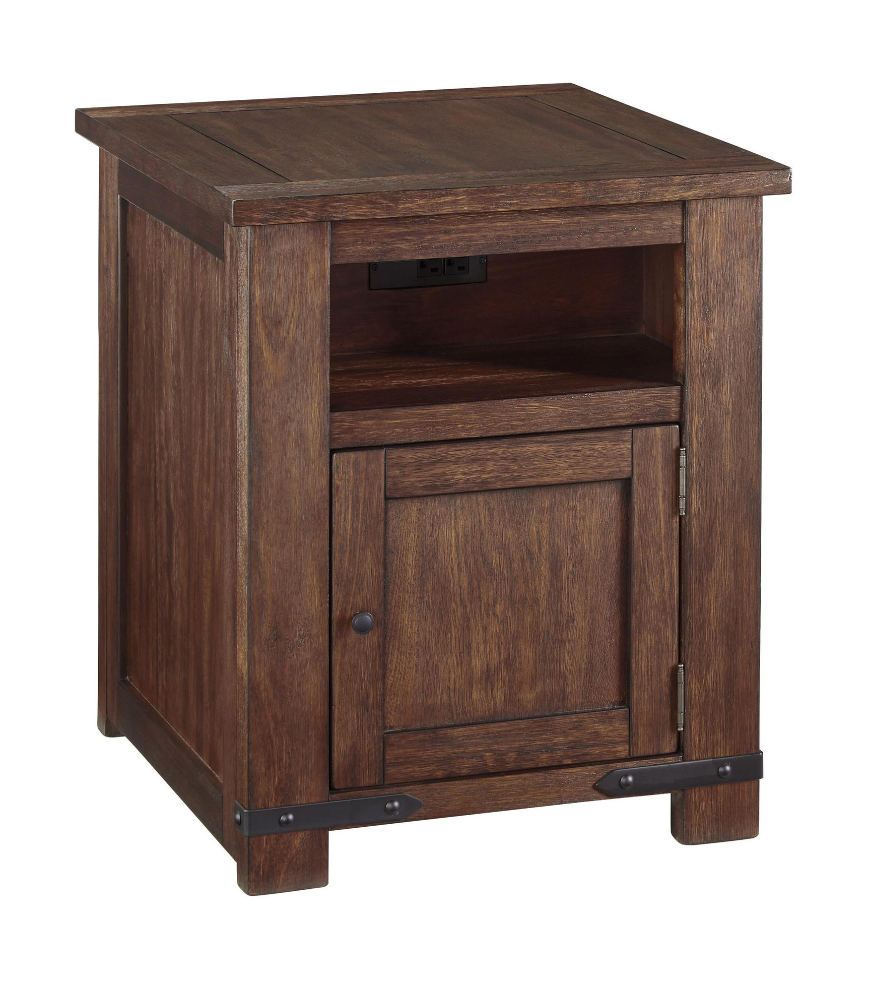 Benzara BM213294 1 Door Wooden End Table with 1 Cubby and Power Hub ...