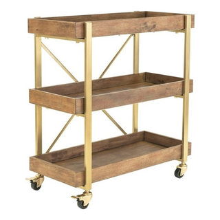 Pemberly Row Modern / Contemporary Riley Wooden Kitchen Bar Cart Gold ...