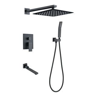 Two-handle wall-mounted tub and shower faucet With hand shower head ...