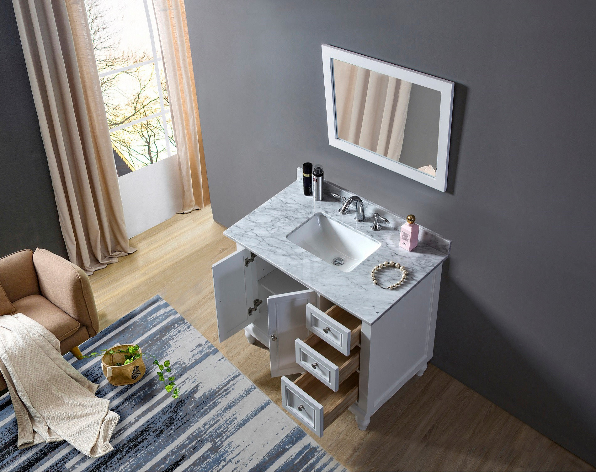 36" Classic White Bath Vanity - Traditional - Bathroom Vanities And ...