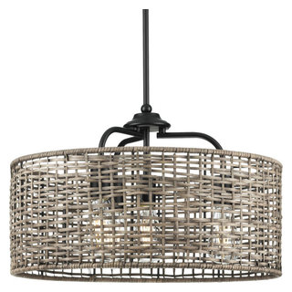 Lavelle 4-Light Natural Rattan Global Hanging Pendant Light - Tropical ...