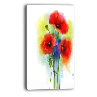 "Bunch of Bright Red Poppy Flowers" Flower Wall Art, 16"x32 ...