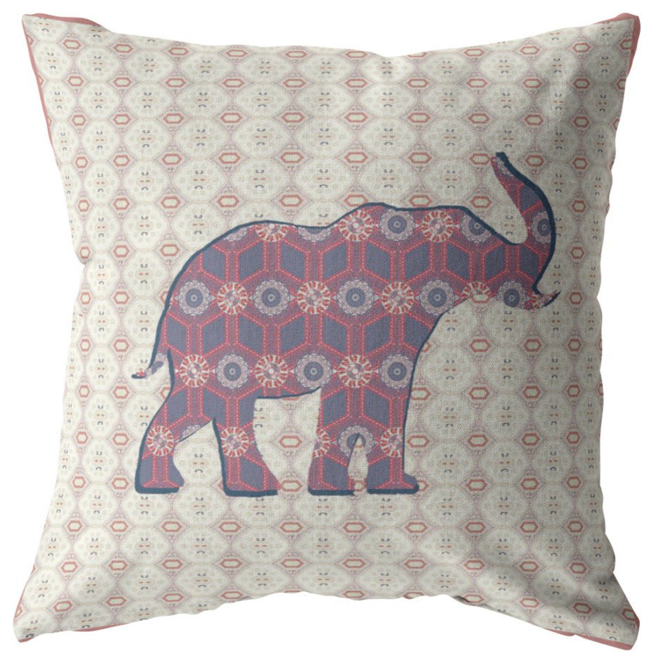 18" Magenta Elephant Zip Suede Throw Pillow - Contemporary - Decorative ...