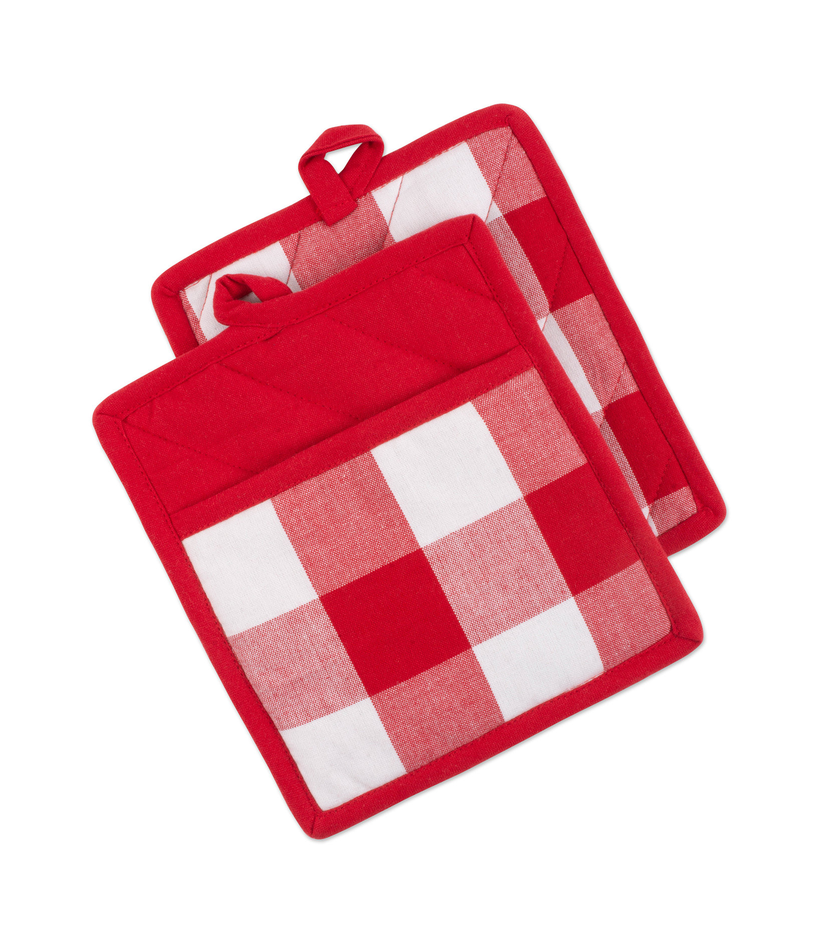 Red and White Buffalo Check Potholder, Set of 2, 9"x8" - Farmhouse ...