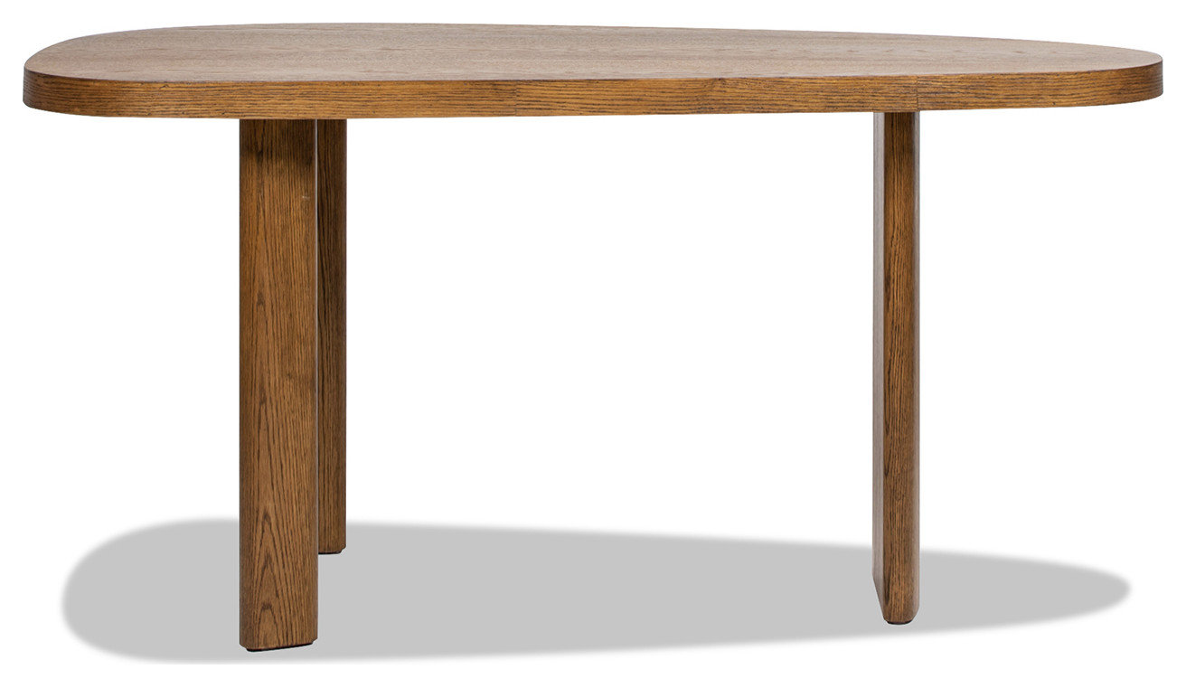 Melvin 60" Oak Wood Oblong Console Table, Cafe Brown - Transitional ...