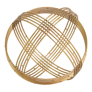 Metal Spherical Orb Decor with 10 Circles, Gold - Contemporary ...