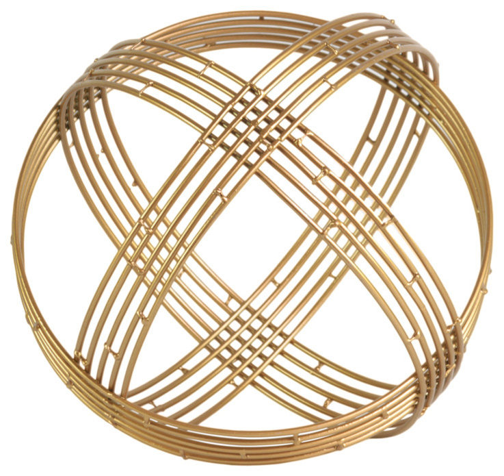 Metal Spherical Orb Decor with 10 Circles, Gold - Contemporary ...