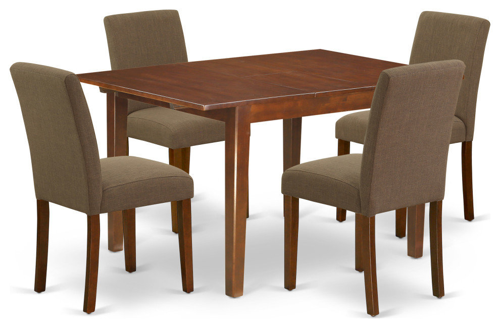 3Pc Rectangular 42/54" Table, 12, Leaf, Two Parson Chair, Mahogany Leg ...