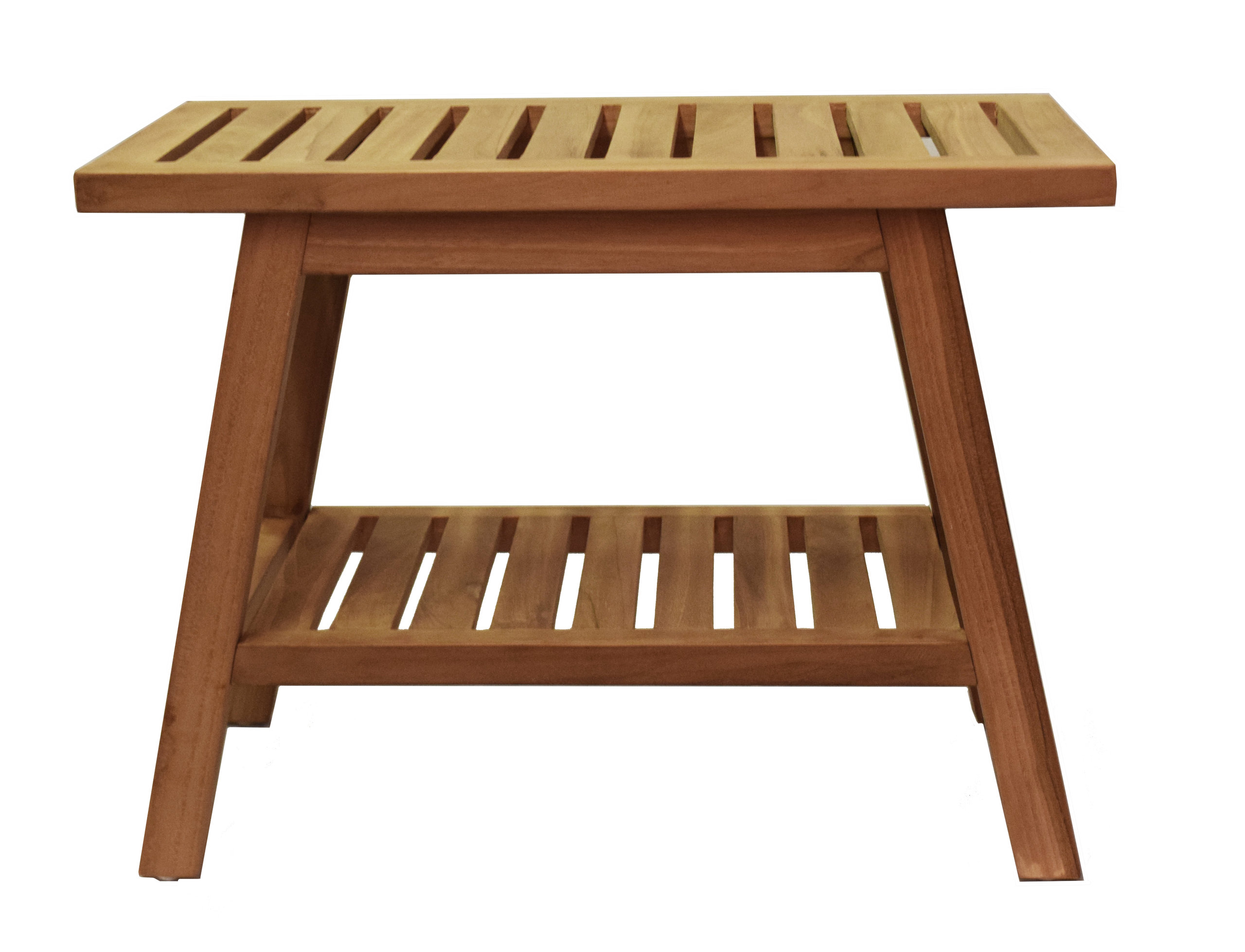 Teak rectangular bath bench with shelve - Transitional - Shower Benches ...