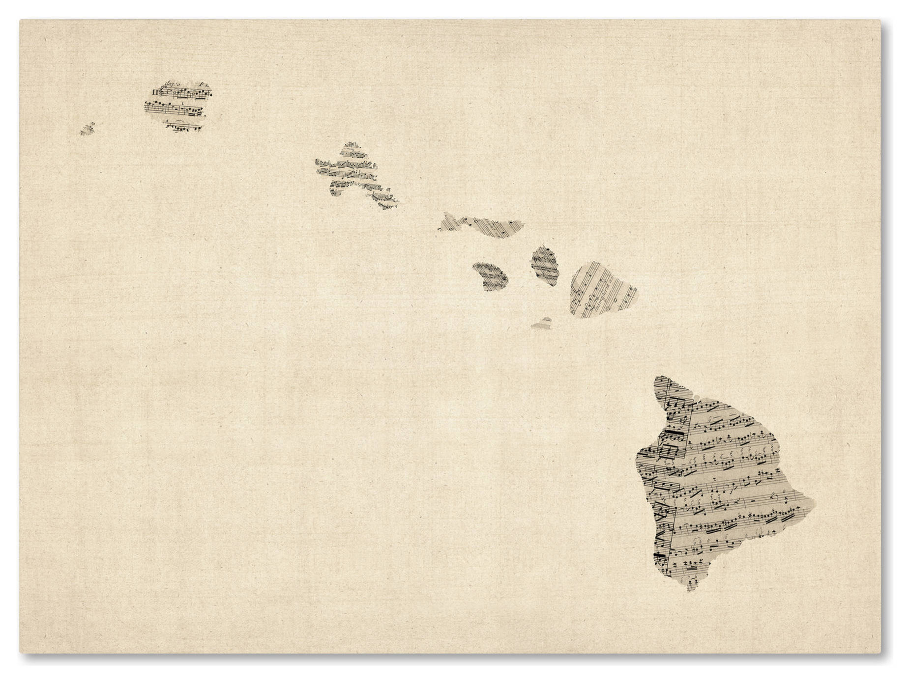 "Old Sheet Music Map of Hawaii" Canvas Art by Michael Tompsett, 35"x47 ...
