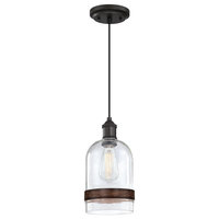 Westinghouse 6129800 Tarrant 6"W Wood Mini Pendant - Industrial ...