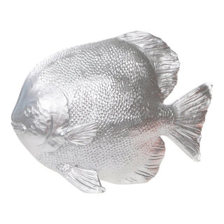 Polyresin 8" Electroplated Fish Figurine, Silver - Beach Style ...