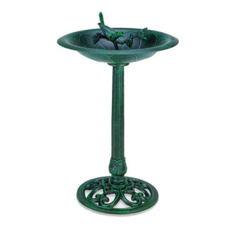 Verdigris Bird and Twig Birdbath, Pedestal Birdbath, Green Verdigris ...