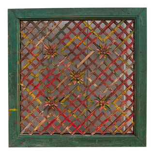 Antique Folk Painted Window Panel - Eclectic - Wall Panels - by De-cor ...