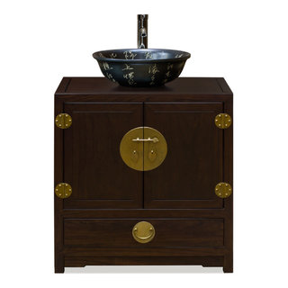 Dark Espresso Elmwood Chinese Ming Vanity Cabinet, with Bowl and Faucet ...