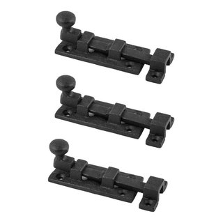 Black Wrought Iron Slide Bolt 3.5" Wide Rustproof Finish Door Bolt ...