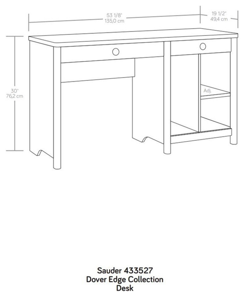 Sauder Dover Edge Engineered Wood Desk with 2-Drawers in Denim Oak ...