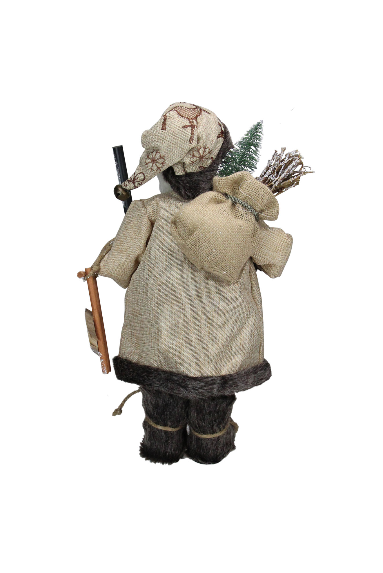 16.5" Country Rustic Santa Claus Carrying a Wooden Sled and Sack of ...