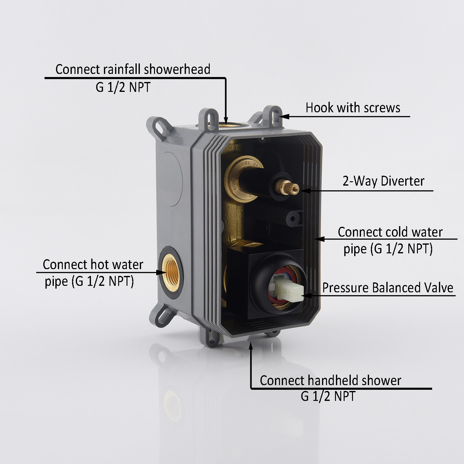 CASAINC 10" Ceiling Mount Dual Rainfall Shower Head Shower System Kit ...