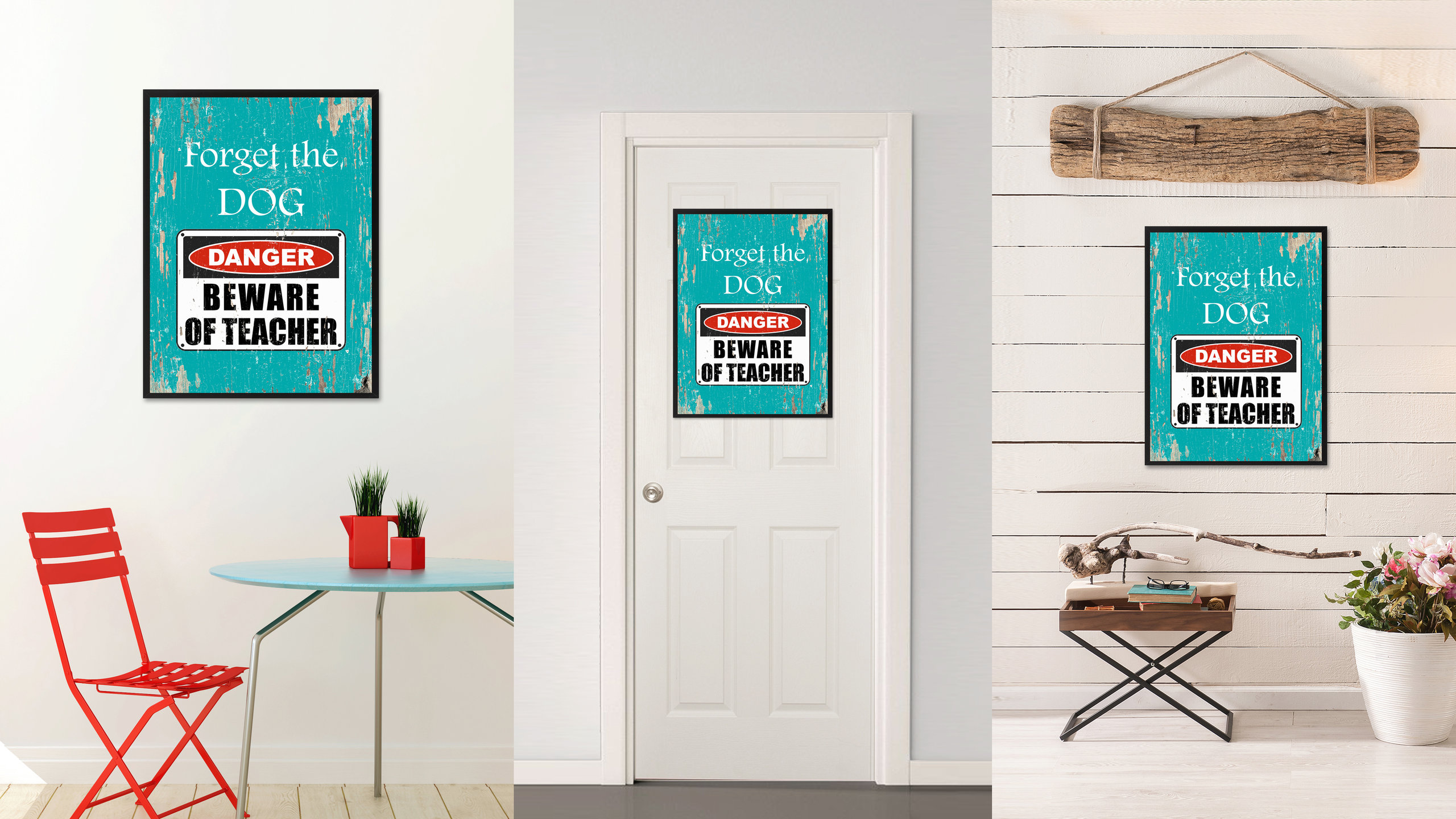 Beware Of Teacher Danger Sign, Canvas, Picture Frame, 13"x17" - Rustic ...