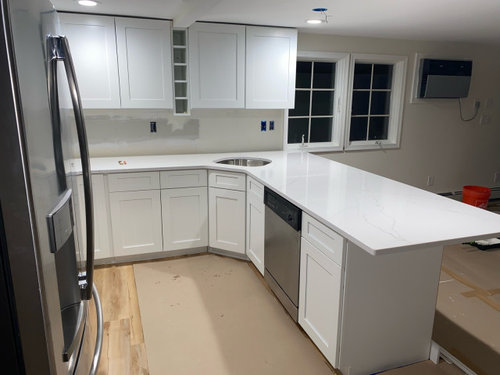 Ideas for a color grout for blue picket tile backsplash at the beach