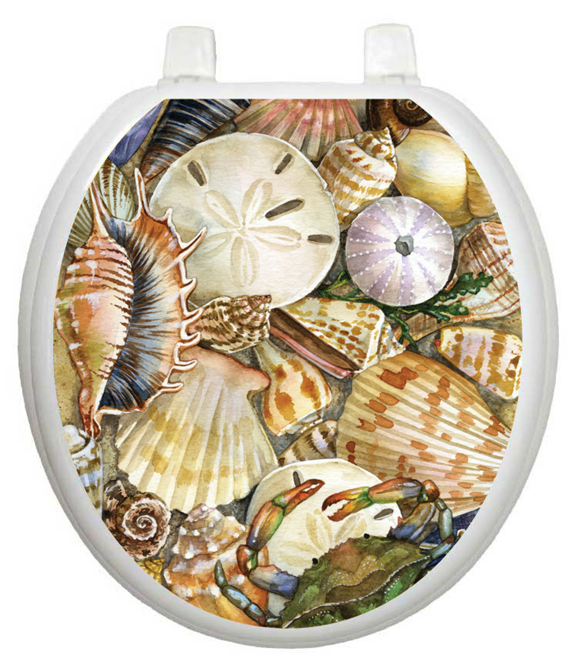 Seashells Toilet Tattoos Seat Cover, Vinyl Lid Decal, Bathroom Accent ...
